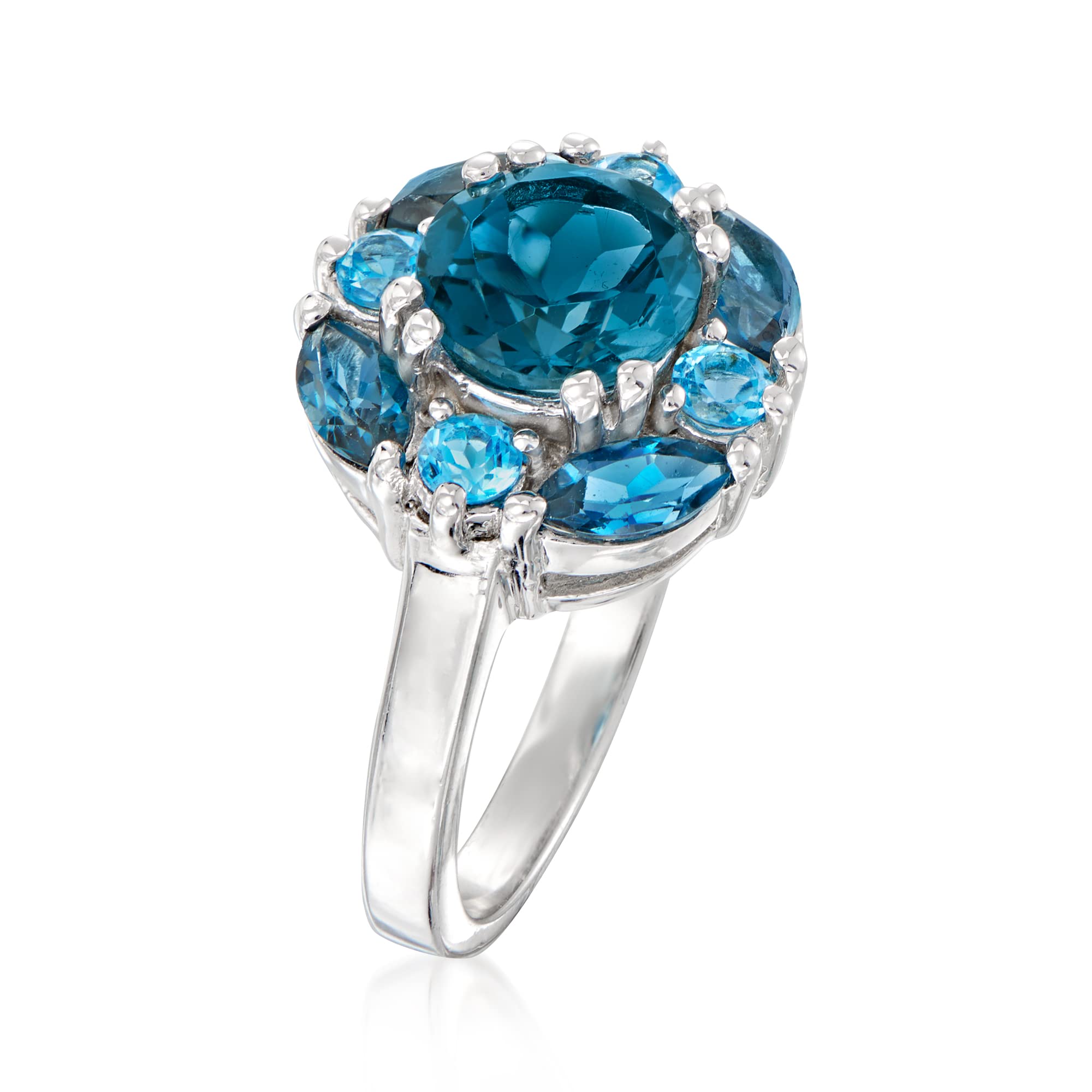 Ross-Simons 4.10 ct. t.w. London and Swiss Blue Topaz Ring in Sterling Silver. Size 9