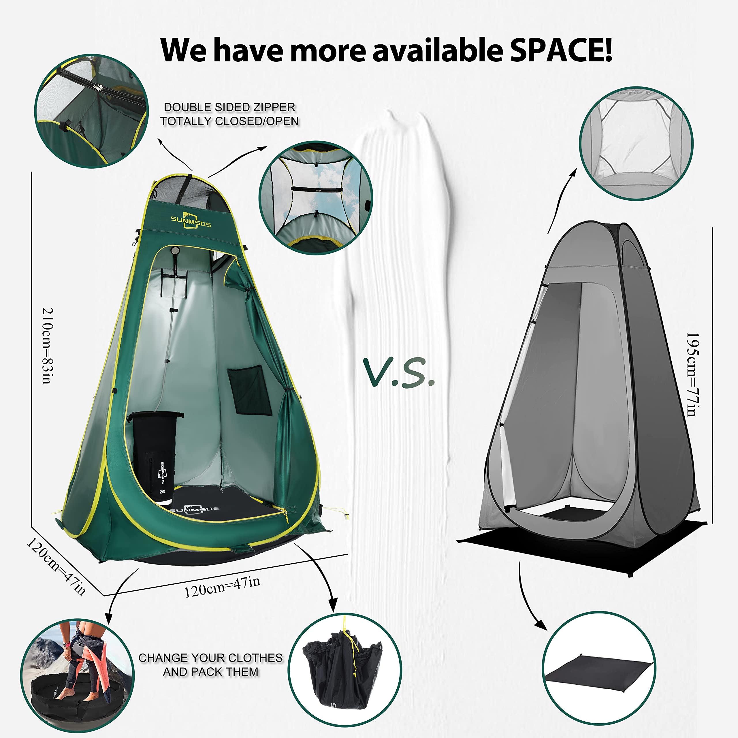 Shower Tent, Portable Camping Shower Tent Pop Up Camp Shower Tent Outdoor Shower Tent, Changing Tent