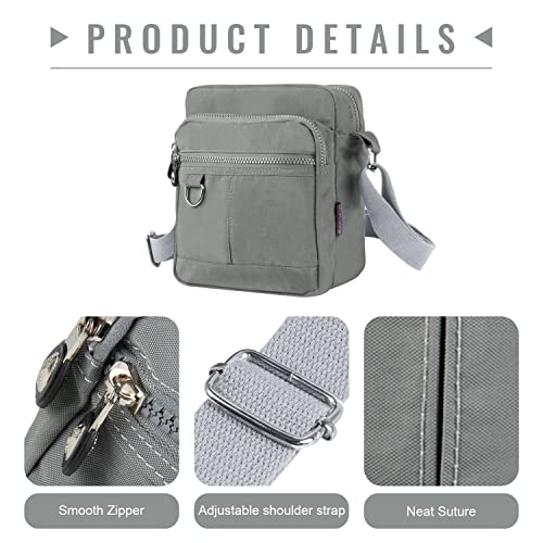 SUKUTU Women Casual Nylon Shoulder Bag Ladies Multi Pockets Lightweight Crossbody Purse