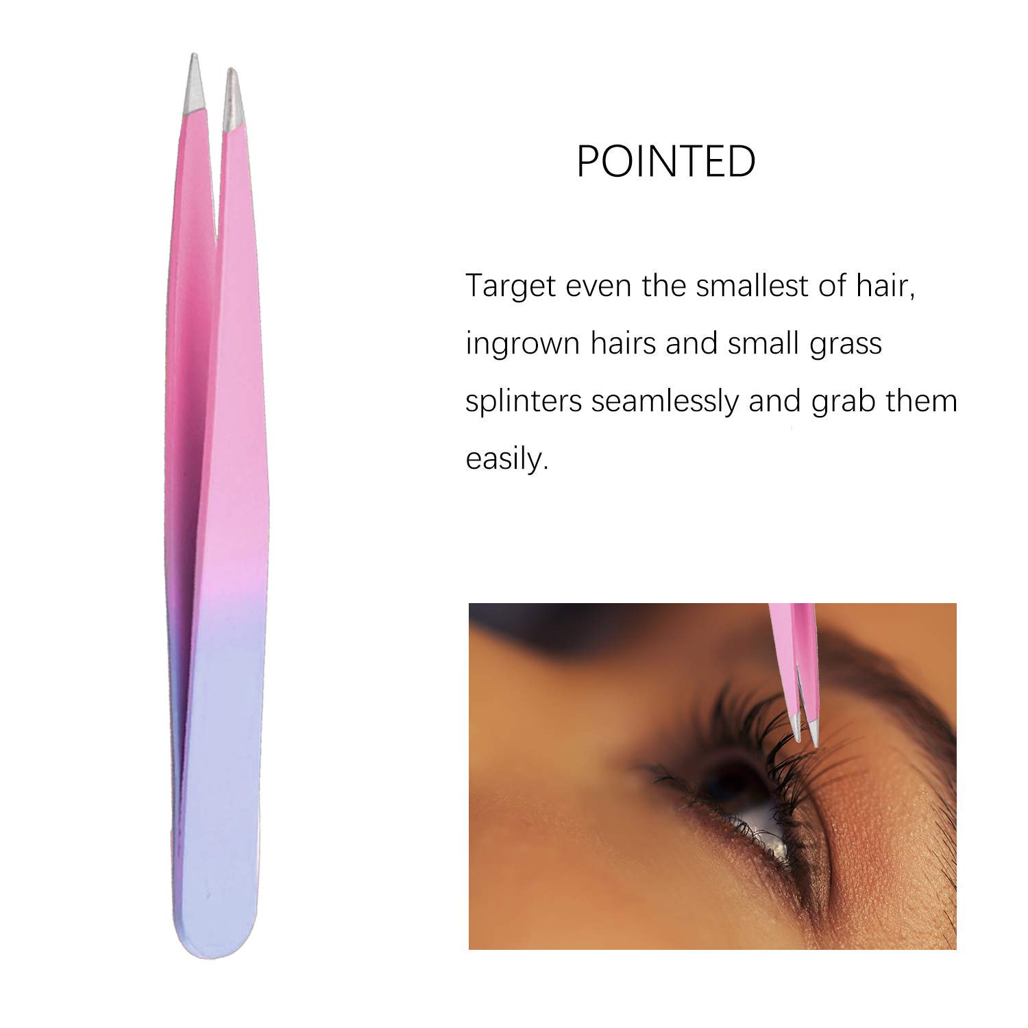 Precision Tweezers for Women - Professional Stainless Steel Tweezer Straight Pointed, Best Slant Tip Tweezers for Eyebrows and Splinter Removal.(2 Pack)