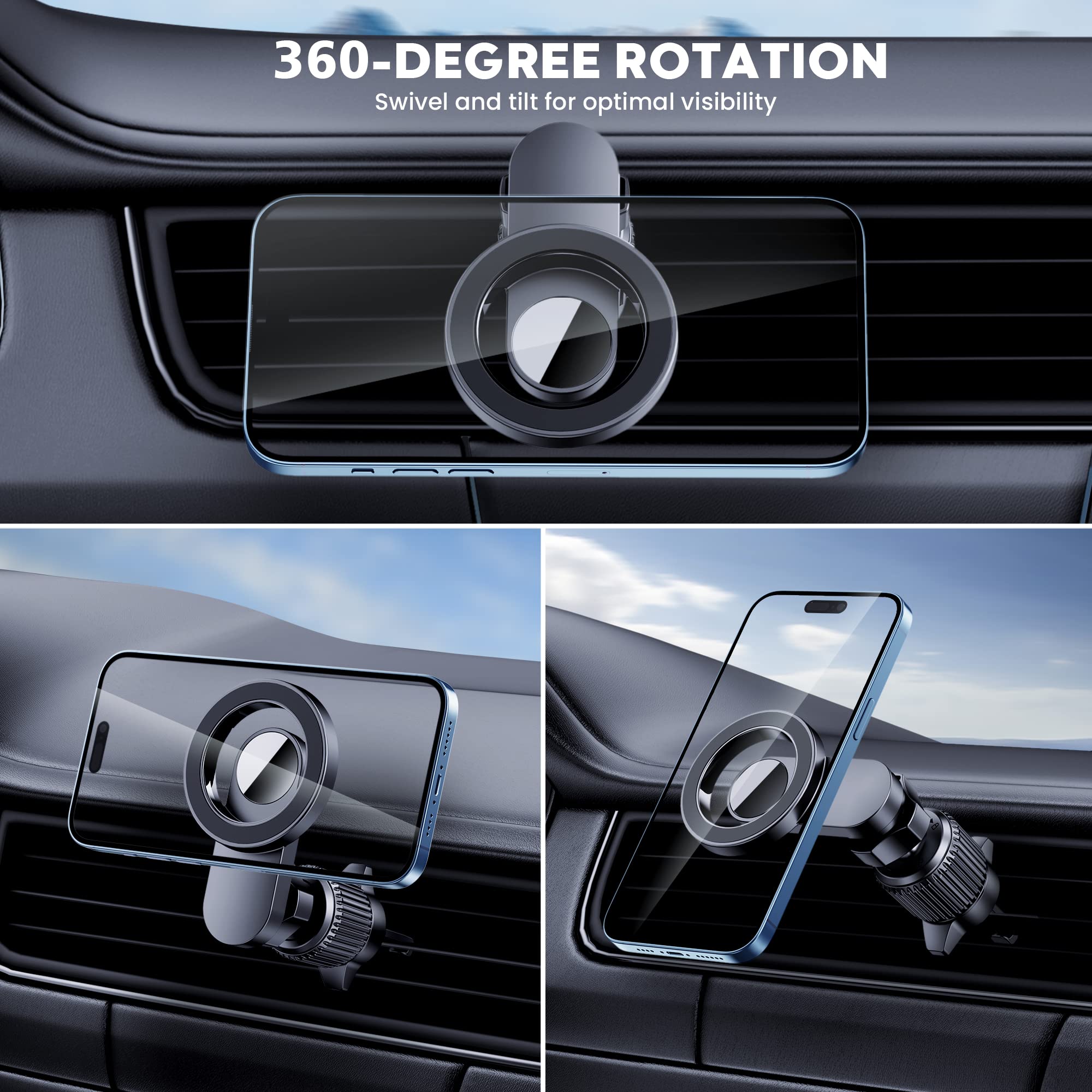 PGU for Magsafe Car Mount [Strongest Magnets] Magnetic Phone Holder for Car [Hands Free] Air Vent Car Cell Phone Holder Mount Car Accessories for iPhone 14 13 12 Pro Max Plus Mini MagSafe Case