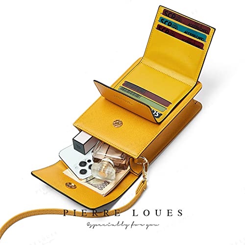 SUMGOGO Crossbody Bag for Women Leather Small Shoulder Purse Phone Bag Handbag Wallet (A-Yellow)