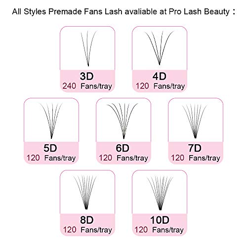 Premade Fans Eyelash Extensions 4D 6D 8D Short Stem Premade Volume Eyelash Extensions .07 .10 C D Curl Pre made Lash Fans 9 to 20 mm Volume Lash Extensions (4D-D-0.10,13mm)