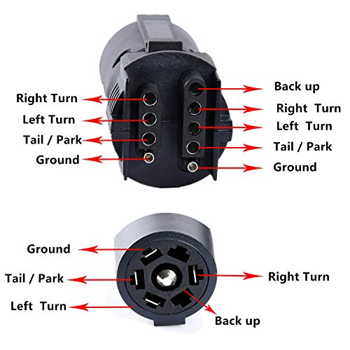 Super repairman 7 Pin Round to 4 Pin 5 Pin Flat Blade Trailer RV Boat Adapter Plug