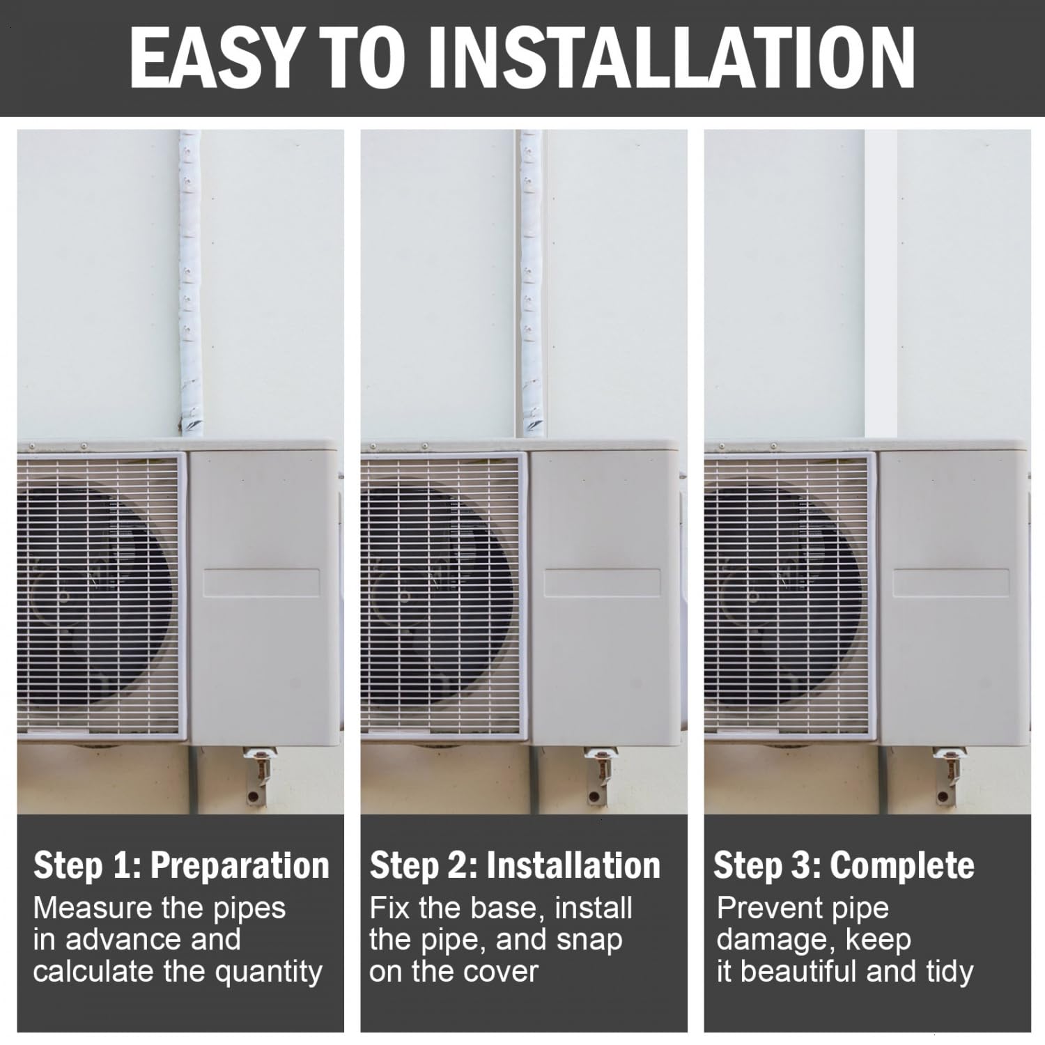 YoleShy 3'' 9 Ft Mini Split Line Set Cover PVC Mini Split Cover Kit Easy Installation Decorative Line Cover Kit for Mini Split AC Line Cover Kit for Heat Pump & Units Air Conditioners