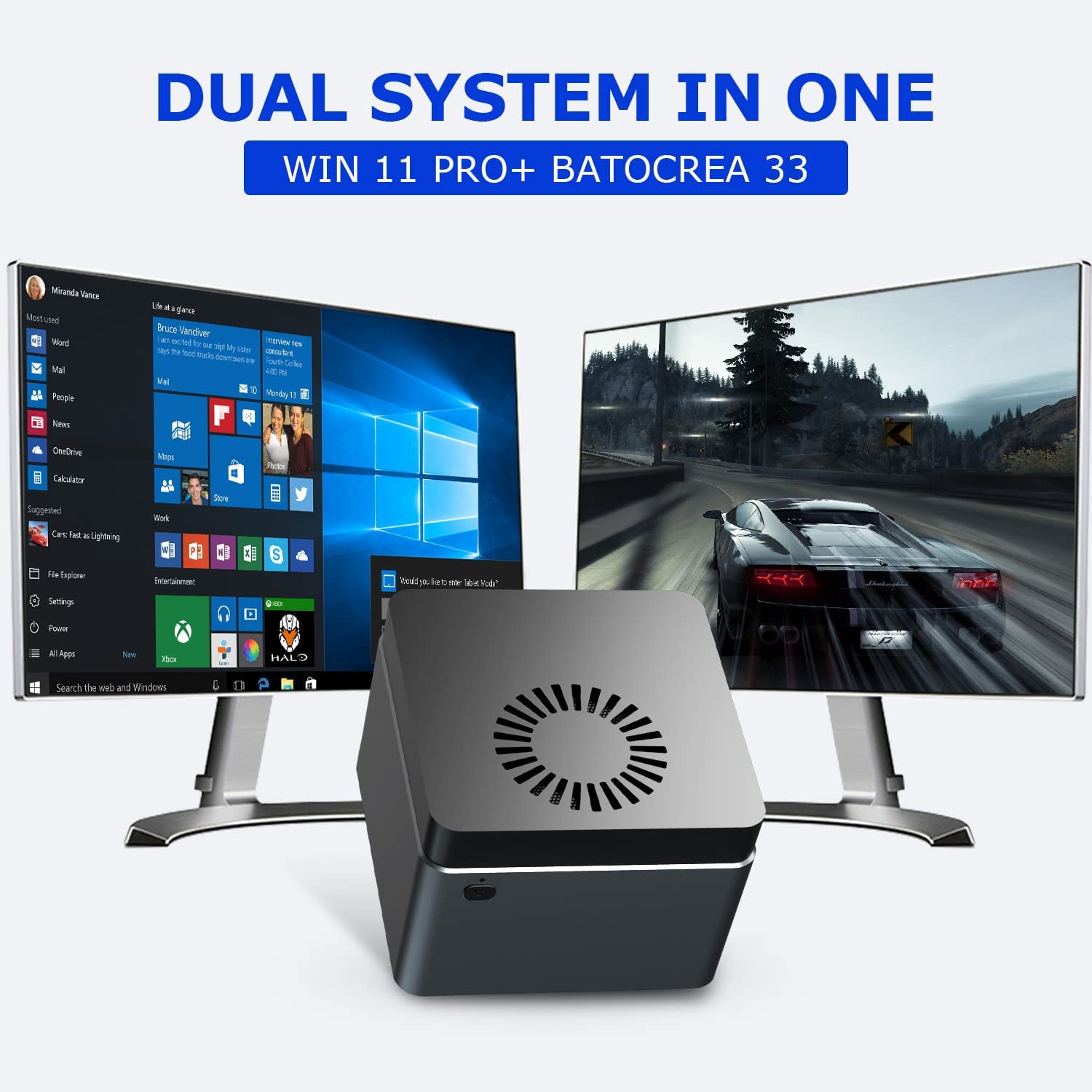 Super Console X PC Mini Video Game Console with 120000+ Games, Windows 11 Pro&Batocera 33 Systems 2 in 1, Intel Celeron J4125 chip, 4K UHD Output, 2.4G + 5G, 2 Beton Gamepads