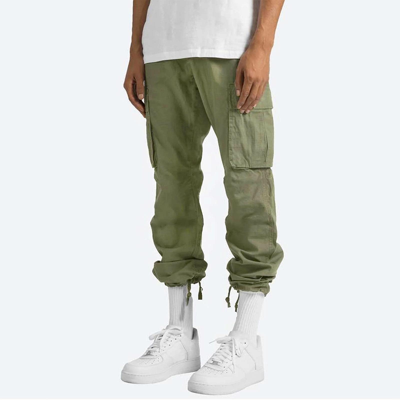 Men's Tactical Cargo Joggers Pant Sport Work Sweatpants Tapered Athletic Cargo Trousers Utility Pants with Zip Pockets