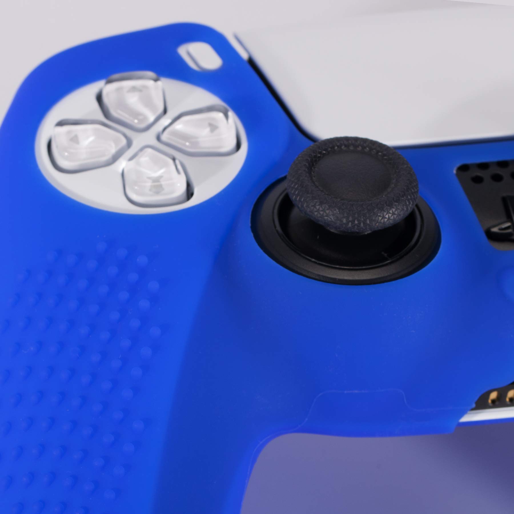 Playrealm Soft 3D Dots Silicone Skin Cover x 1 & Thumb Grips x 8 for PS5 Dualsenese Controller (Blue)