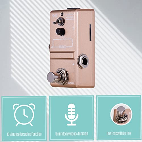 summina Mini Guitar Effect Pedal 10 Minutes Recording Time 3 Working Modes True Bypass Full Metal Shell with 1GB Memory Yellow,Grey,Silver