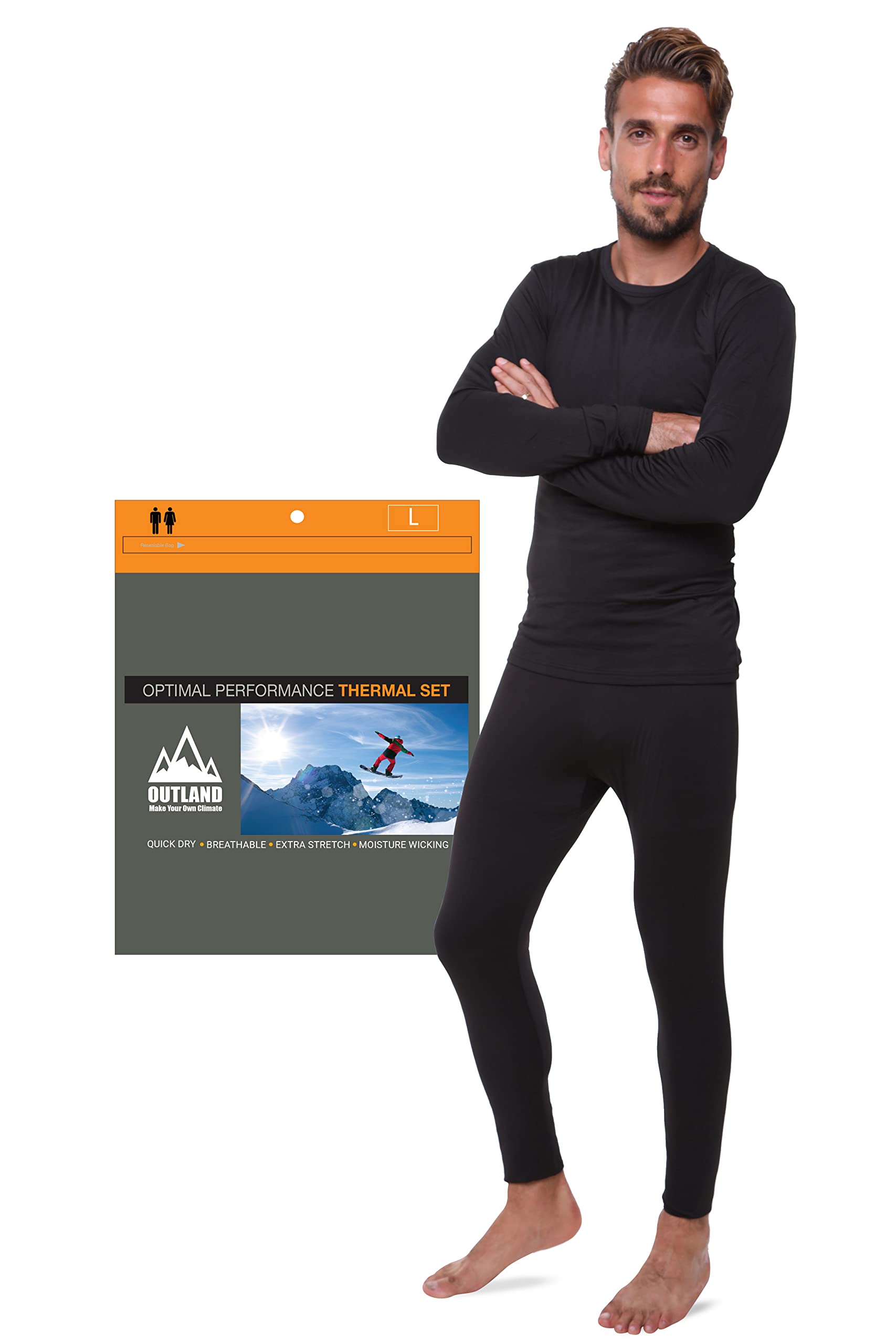 Men's Thermal Set, Lightweight Ultra Soft Fleece Shirt and Pants,Grey,X-Large