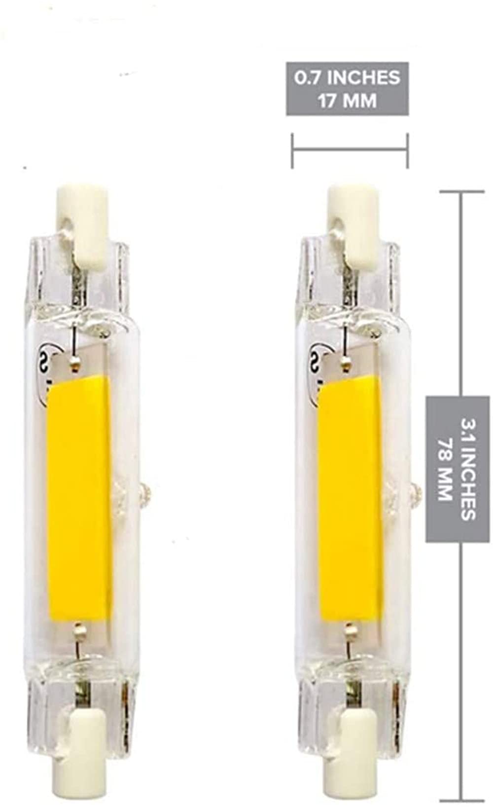 Qixivcom 2 Packs 78mm 10W R7S LED Bulbs LED COB Light 100W Halogen Equivalent J Type T3 120V R7S Dimmable Daylight White 6500K Double Ended R7S LED J78 Flood Light Landscape Lights Lamp Work Lighting