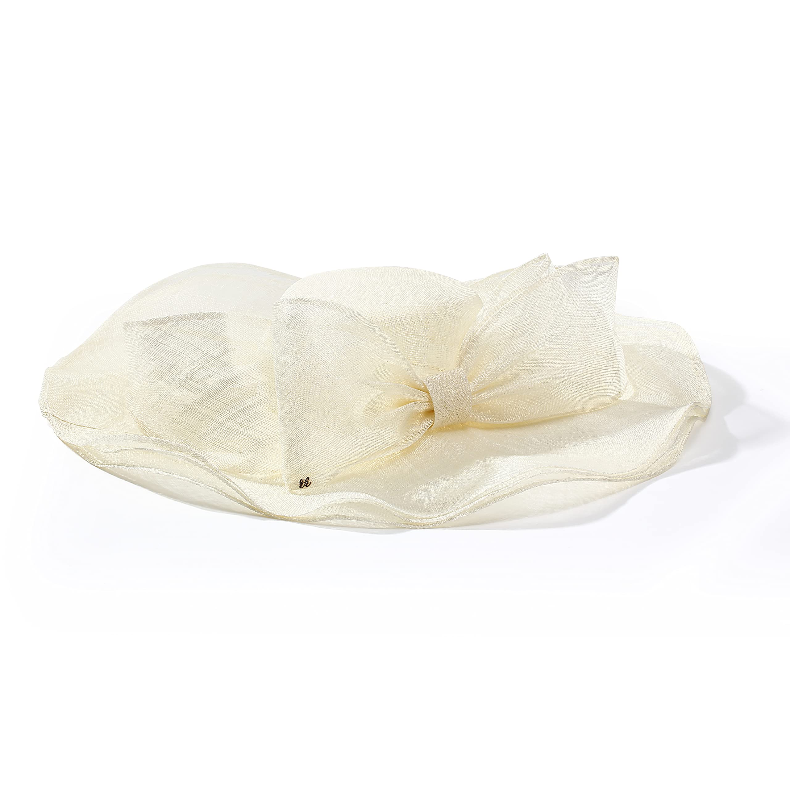 VINTAGEHAT Kentucky Derby Hats for Women - White Fascinator Large Brim Bowknot Church Summer Beach Sun Hat Off-white Small-Large