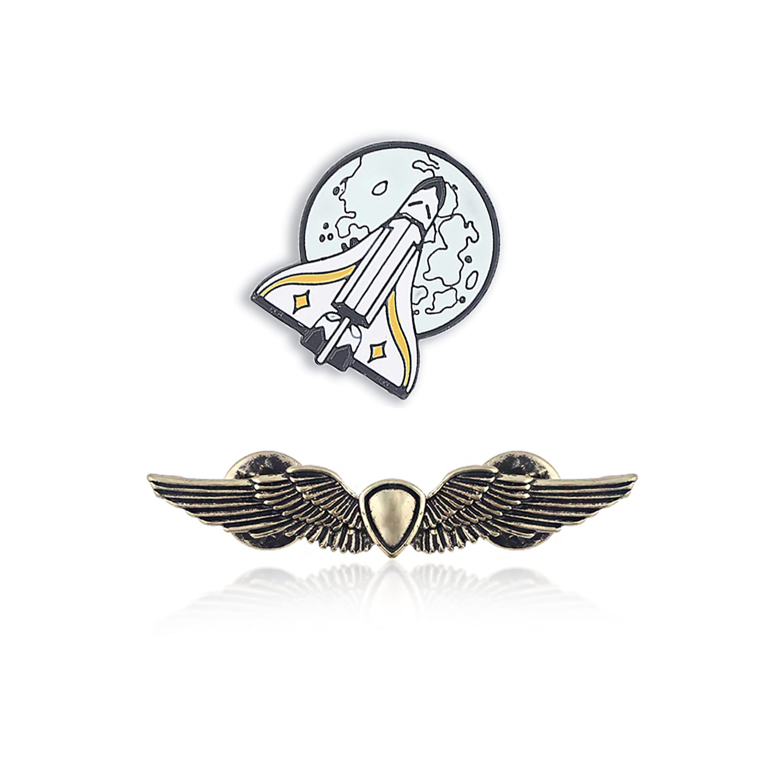 TLOU Ellie Enamel Brooch Pins - Joel Backpack Spaceship Rocket Cosplay Badge Brooches - TV Stuff Gifts For Women and Men Fans 2Pcs (Angel Wings and Spaceship Pins)