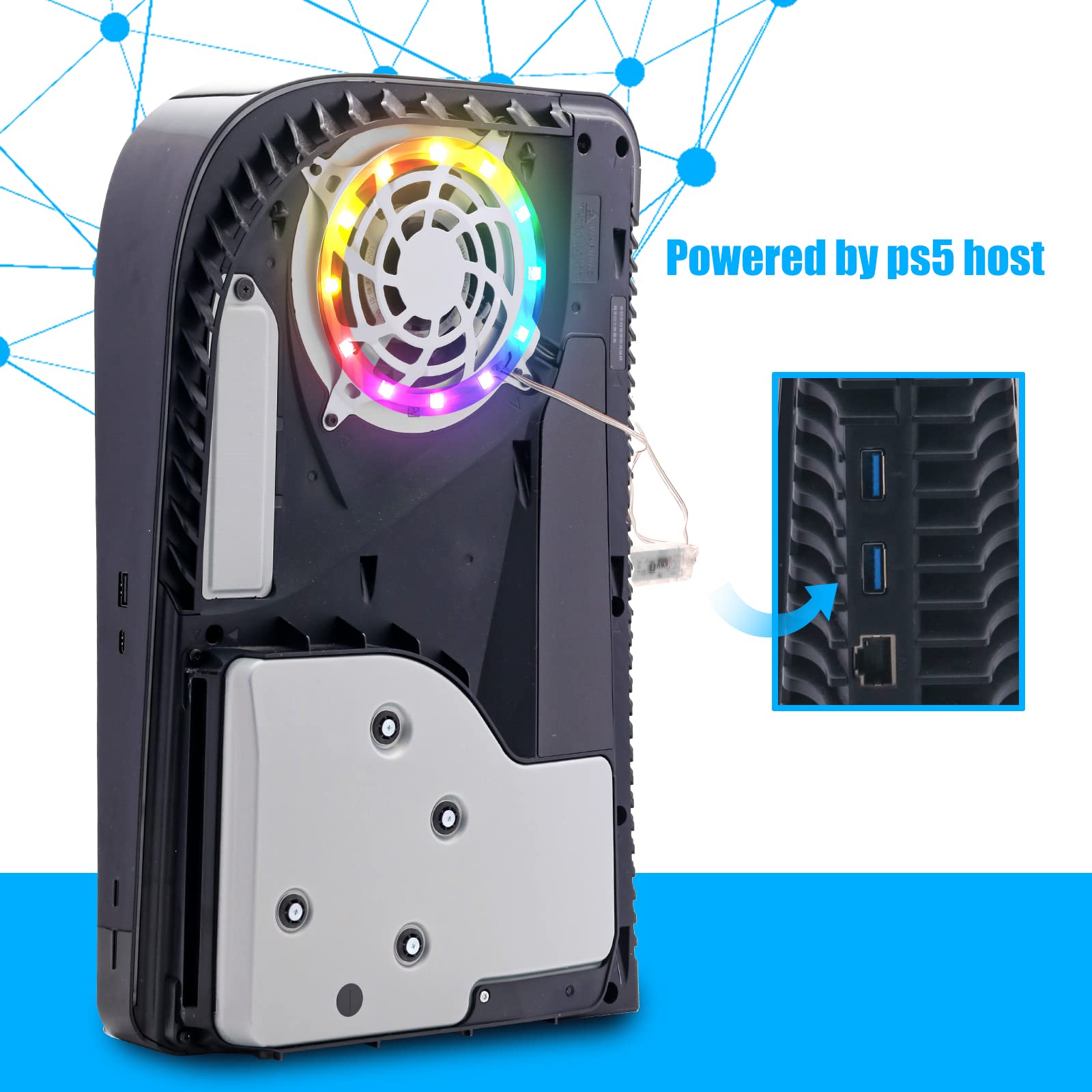 Playstation 5 Accessory Kits, PS5 Black Plates Disc Edition and PS5 LED Strip with 8 Colors and Remote Control