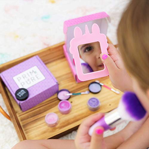Prim and Pure Mineral Gift Set with Unicorn Mirror| Perfect for Play Dates & Birthday Parties | Kids Eyeshadow Makeup β Mineral Blush | Organic & Natural Makeup Kit for Kids| Made in USA (Pink)
