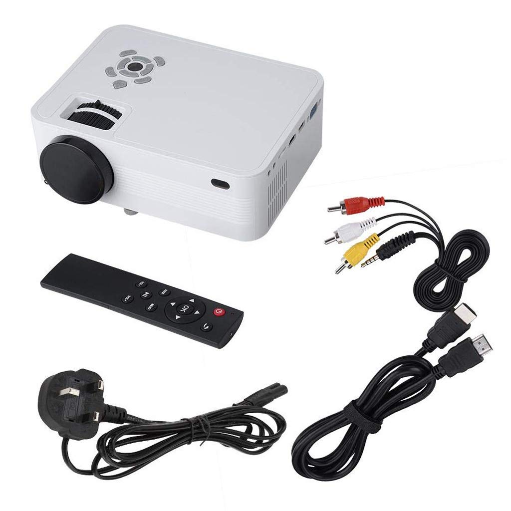 ZYZMH Mini Movie Projector, Multimedia Home Theater Video Projector with Cable, Full HD Video Projector