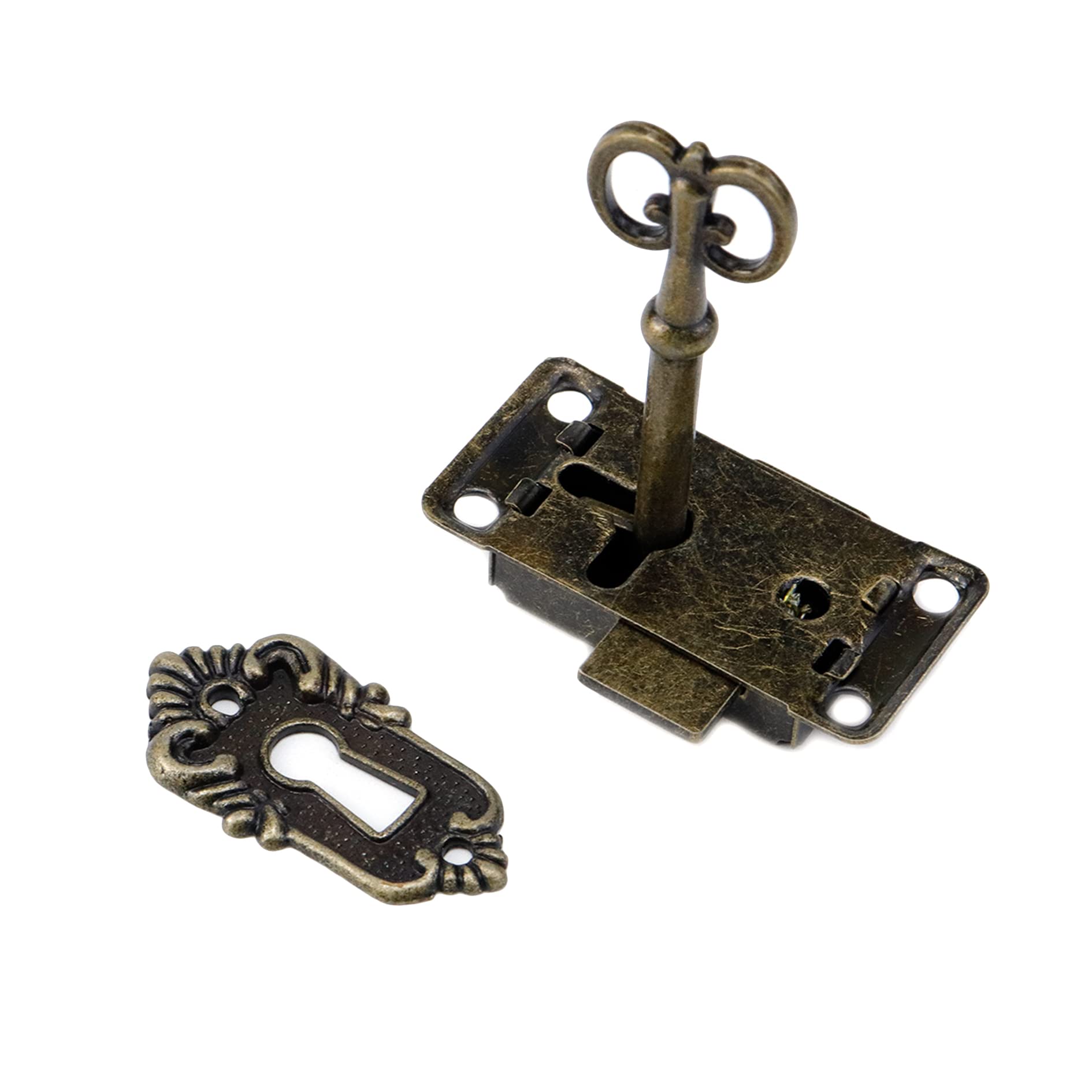 Mcredy 4 Sets vintage lock,2.1 Inch Retro Cabinet Drawer Lock Case Jewelry Box Lock Spring Latch Lock with Key,Bronze