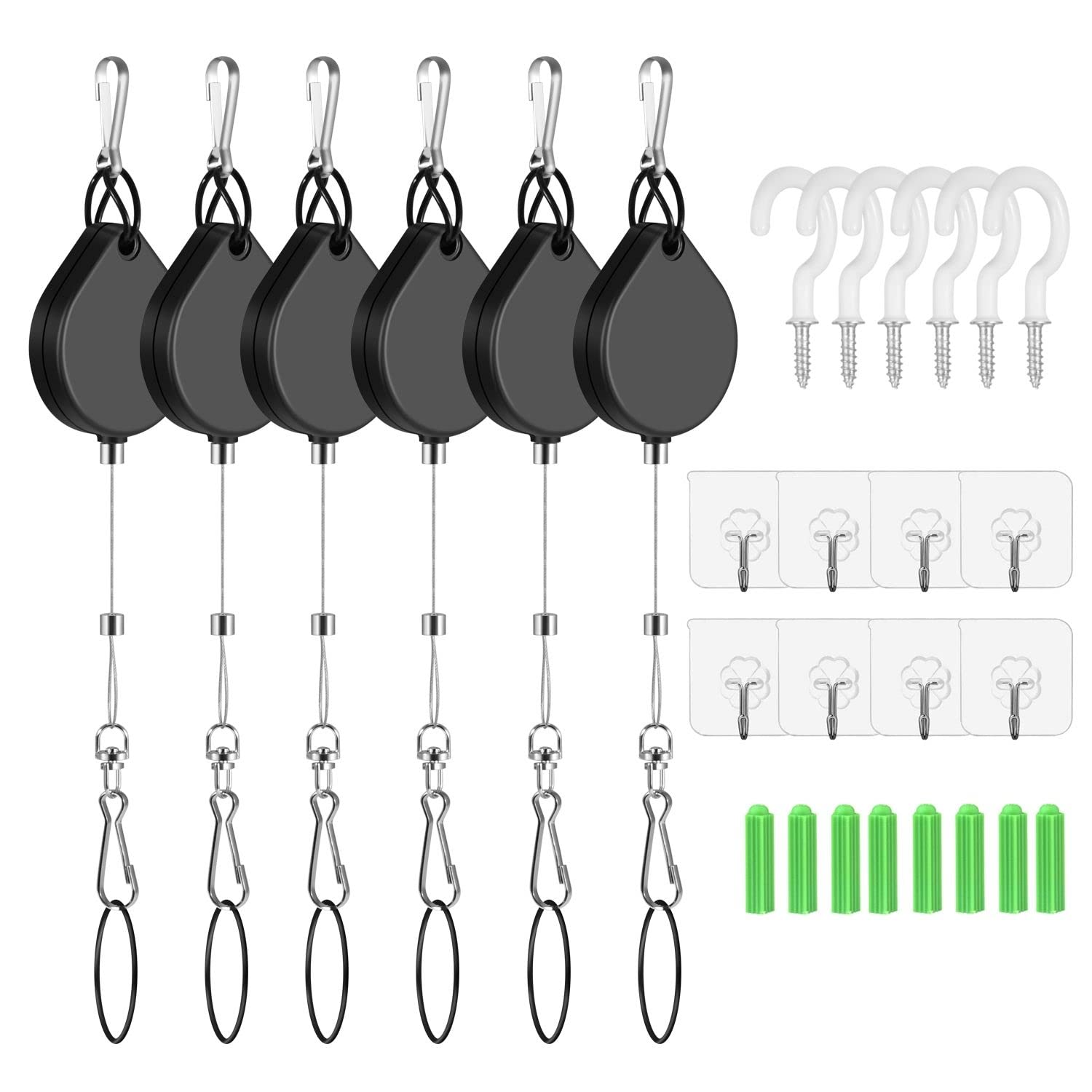 TNP VR Cable Management Retractable Cord Ceiling Cable Management VR Pulley System 6 Pack Black for HMD Link Cable Oculus Meta Quest 2 / Rift S/PSVR/Valve Index/HTC Vive/HP Suspension