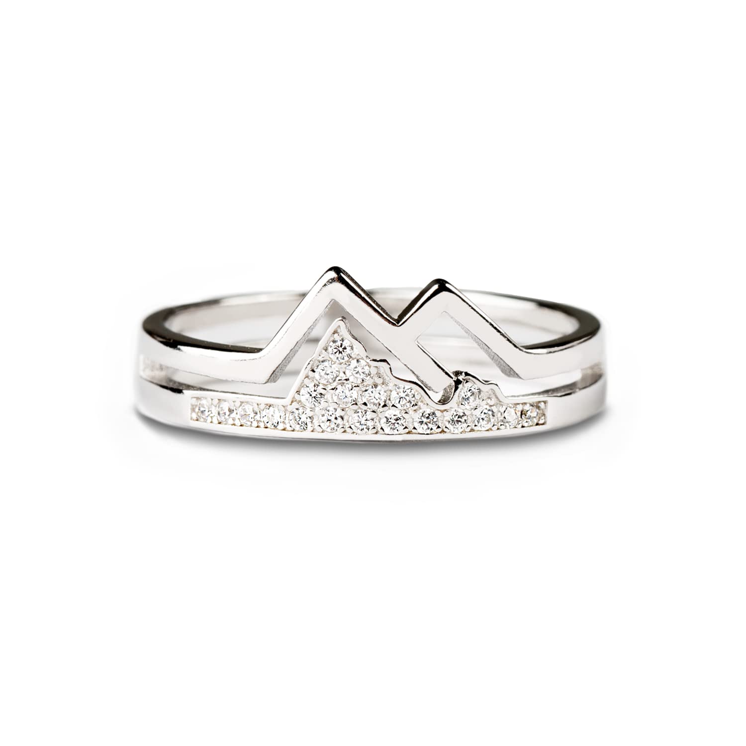 STORYJEWELLERY Mountain Ring for Lover, Valentine's Day Gift for Women, Silver Matching Couple Ring for Her, Hill Ring for Girlfriend, Ring for Wife, Gift Love Ring for Women(silver love 07)