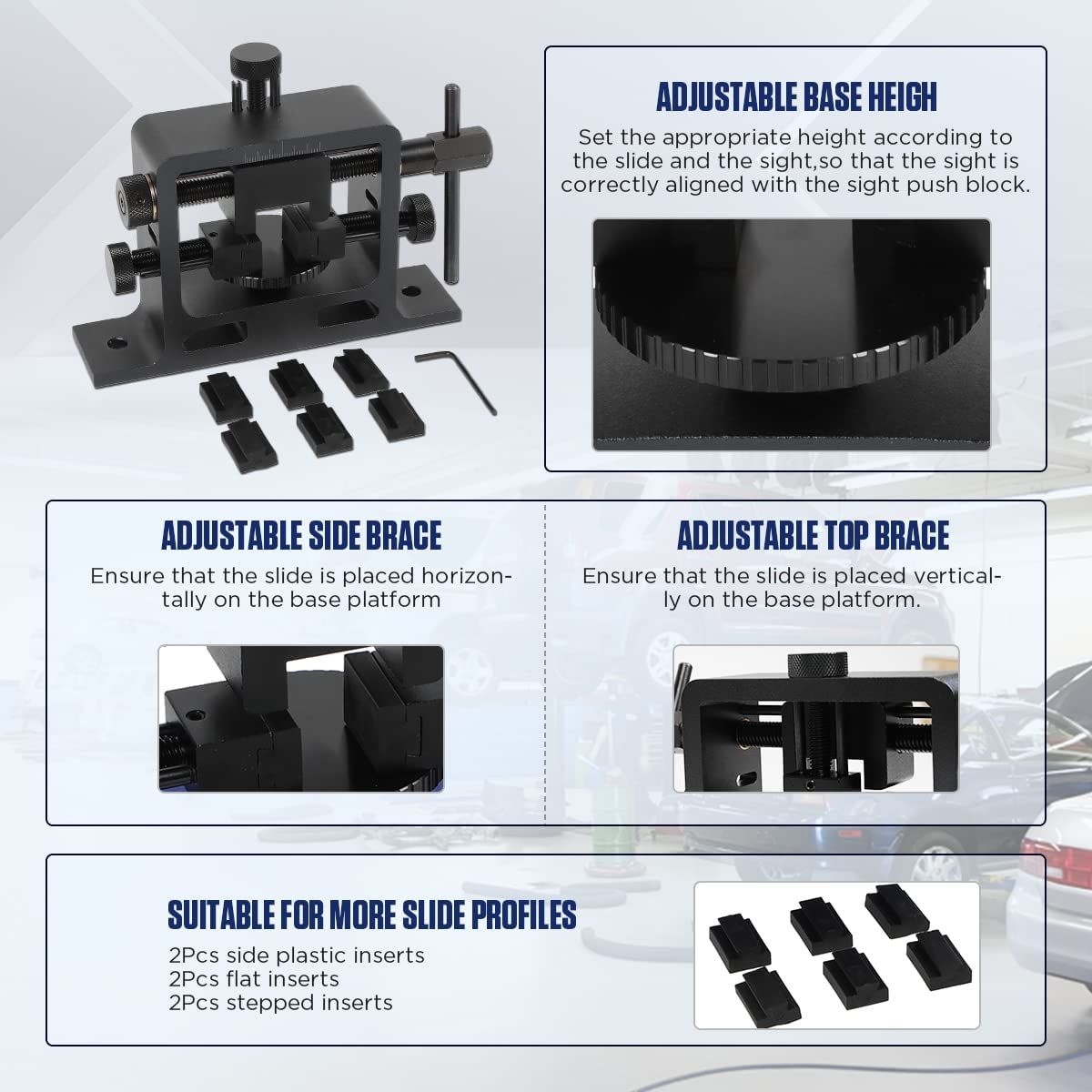 Sight Pusher Doesn't Hurt The Slide Sight Pusher Tool Corrosion-Resistant Rear Sight Pusher Tool with Side Witness Windows Dovetailed Rear Sight Pusher Tool Compatible with g lock1911SIG