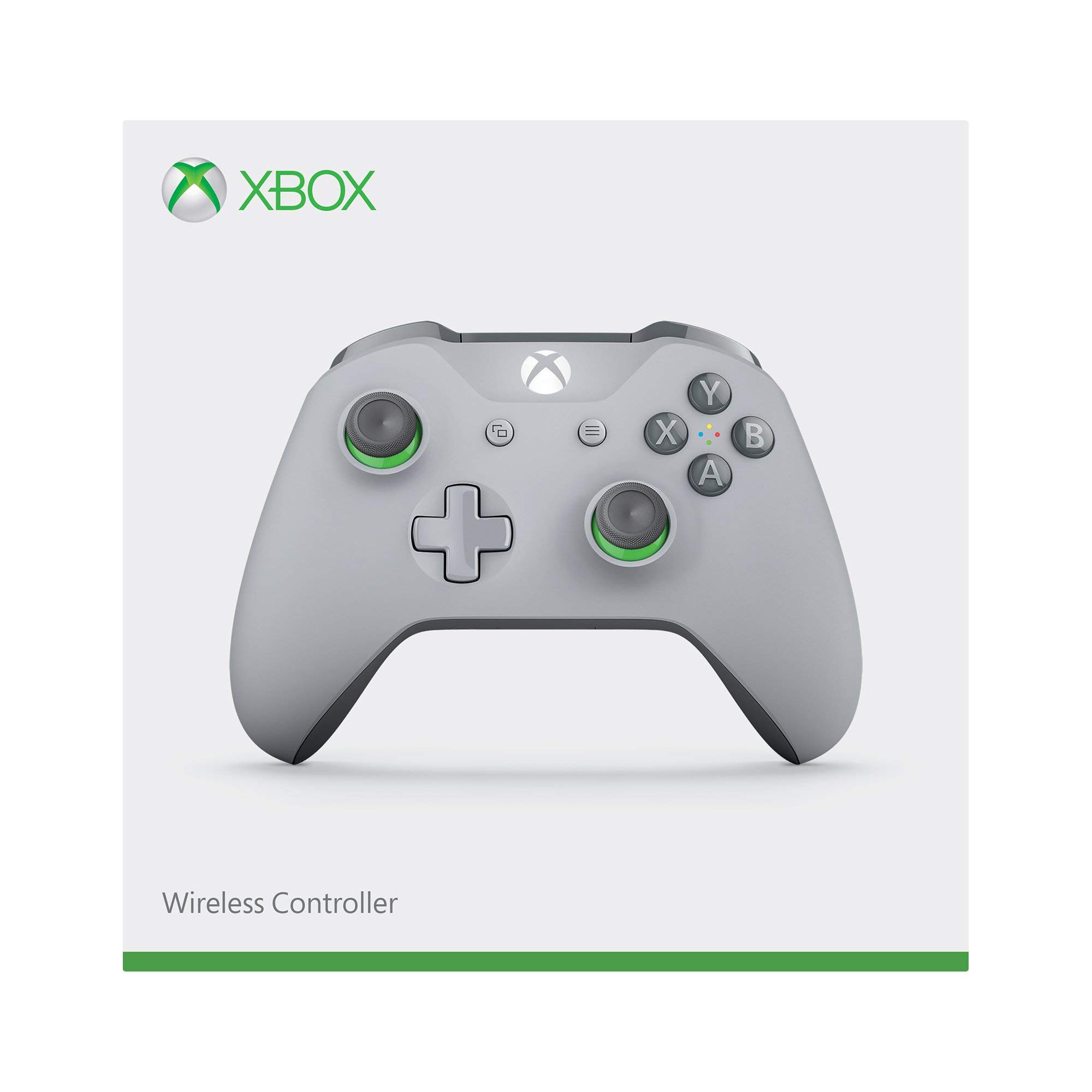Microsoft Wireless Controller - Grey/Green - Xbox One (Renewed)