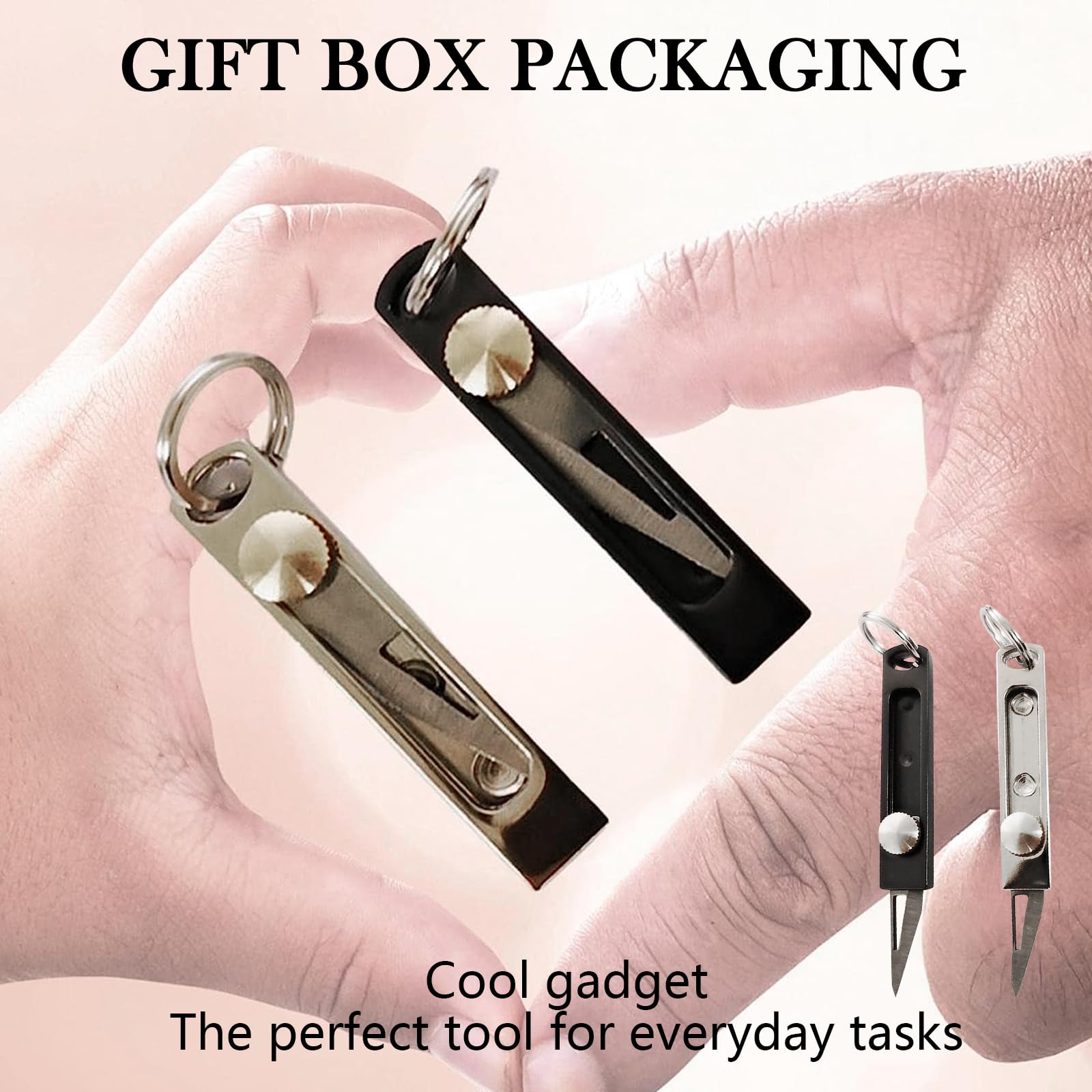 Mini Utility Knife Box Cutter,Titanium Mini Pocket Knife Telescopic Folding Knives,Used for Opening letters,Packages and Boxes(2-Pack) (2)