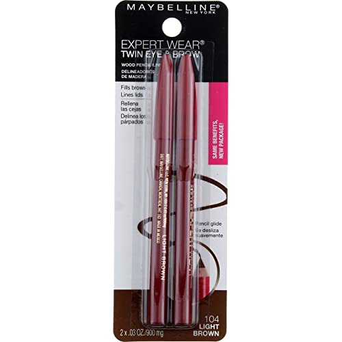 Maybelline Expert Wear Twin Brow & Eye Pencils, Light Brown [104] 2 ea (Pack of 3)