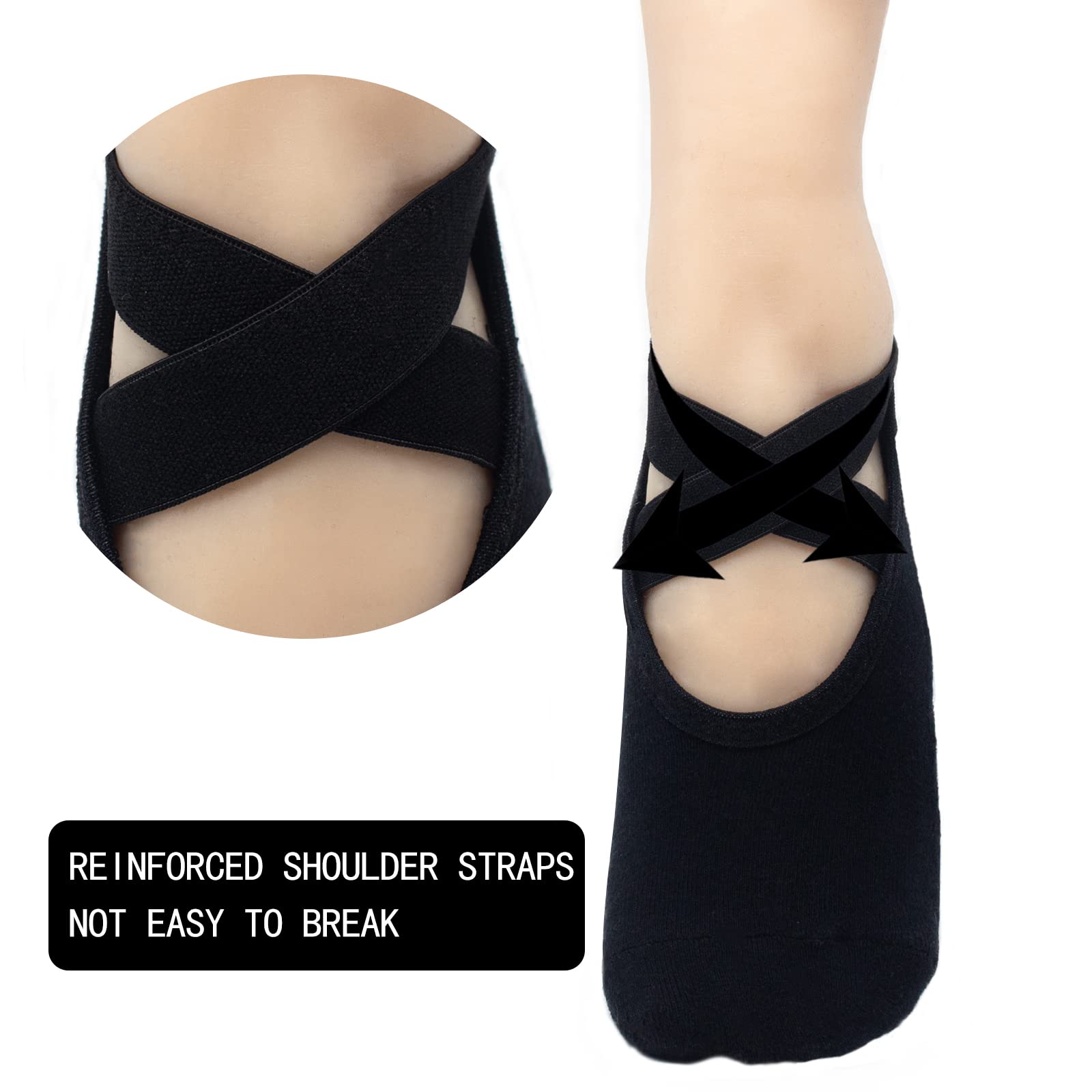 sevening Women's Yoga Socks 2 Pairs, Suitable For 18-40 Year Old With Grips Pilates Socks 4-9 Size… (Black 2)