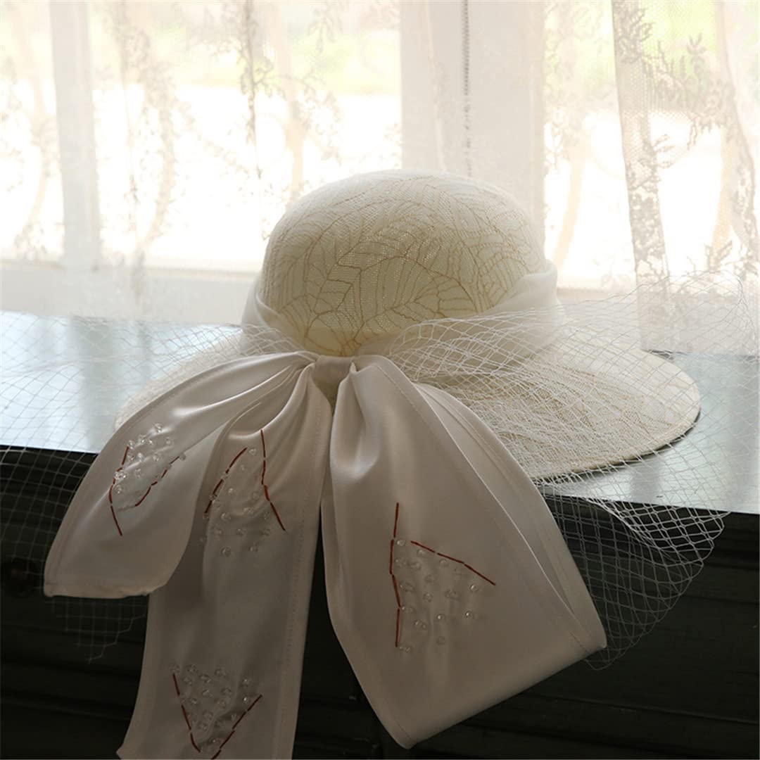Vintage Wedding Jazz Hat Ladies White Lace Chic Veil Wedding Hat Wedding Headwear Accessories M56-58cm