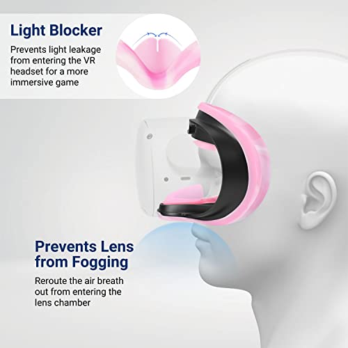 TNP VR Face Cover and Eye Cover for Meta Oculus Quest 2 Face Cushion with Nose Light Blocker - Sweat Guard Silicone Cover for Oculus Quest 2 Face Pad, Cloudy Pink