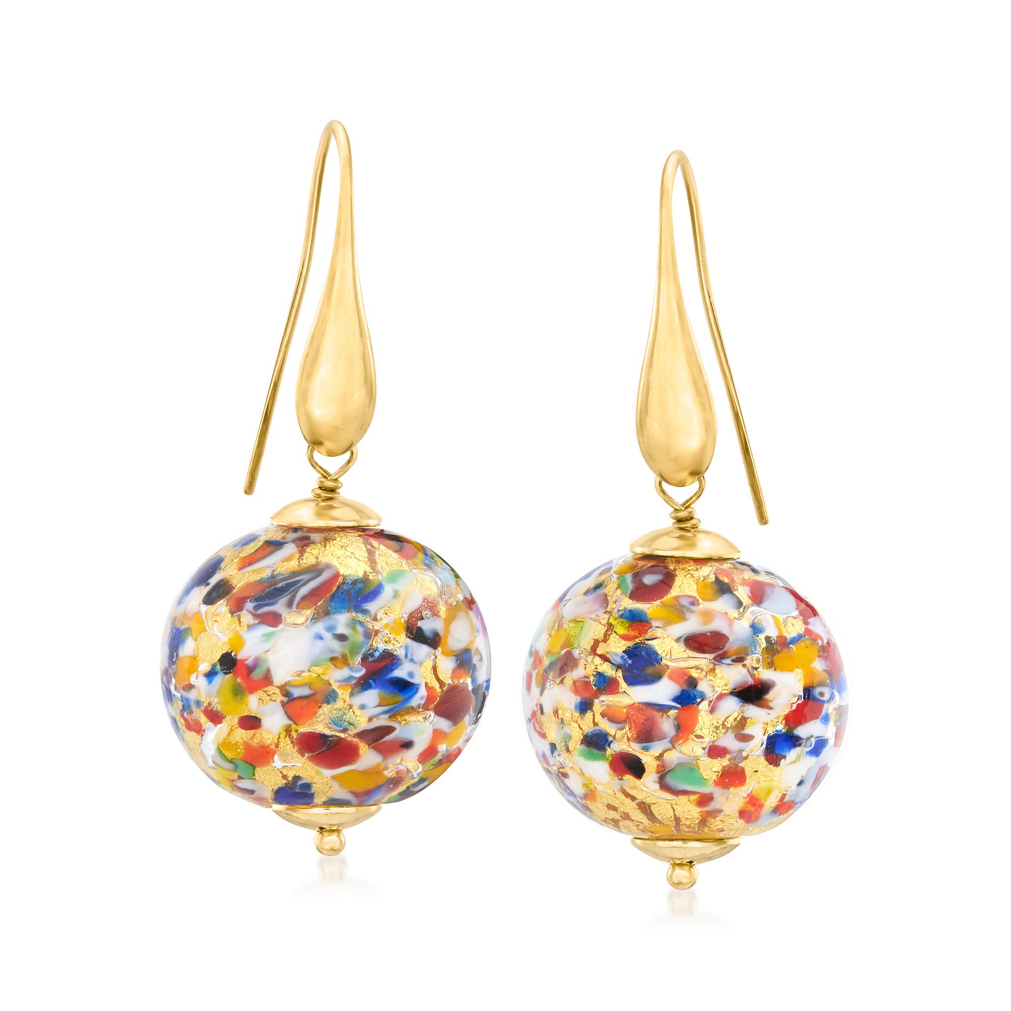 Ross-Simons Italian Multicolored Murano Glass Bead Drop Earrings With 18kt Gold Over Sterling