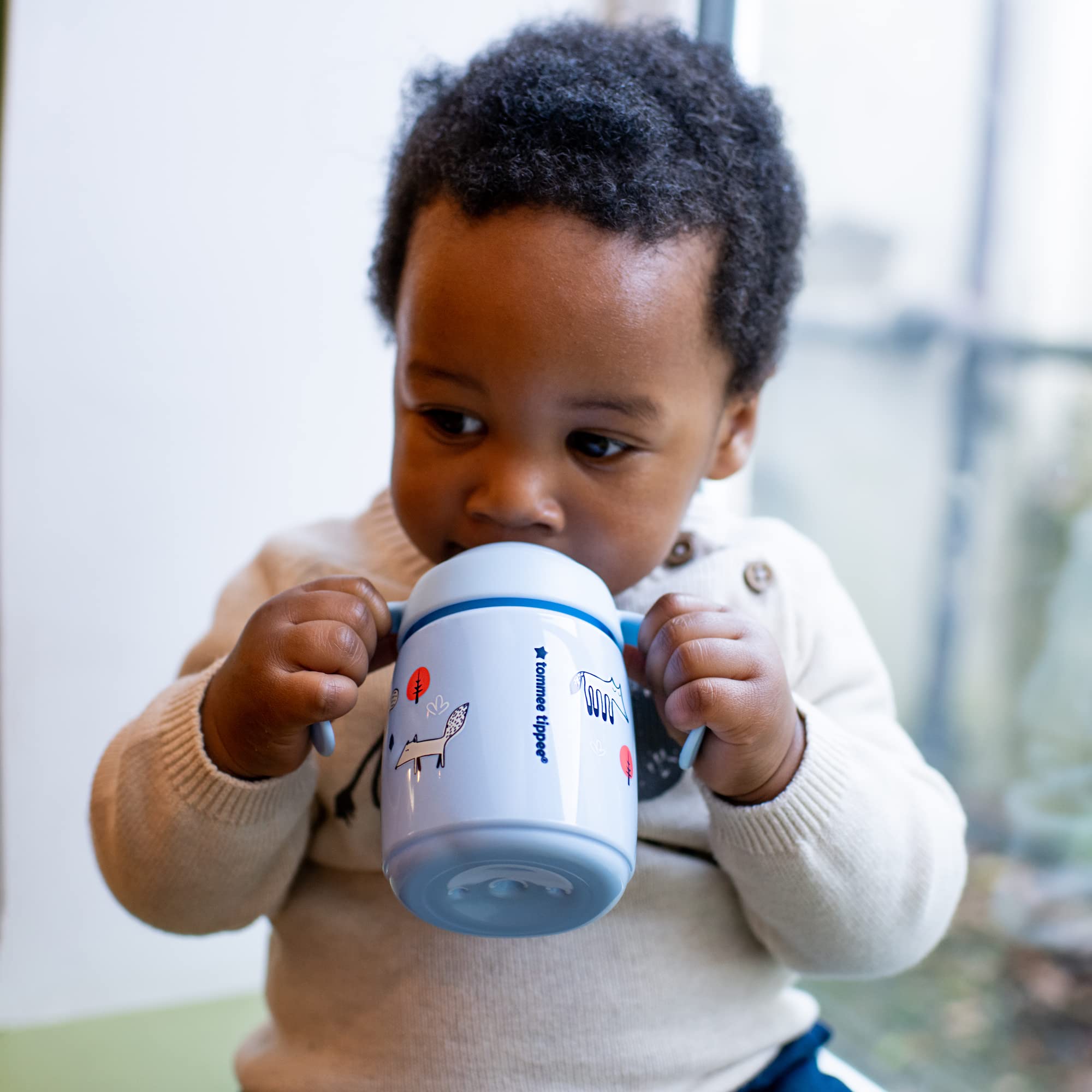 Tommee Tippee Superstar Trainer Sippy Cup for Toddlers, INTELLIVALVE Leak-Proof & Shake-Proof (10oz, 6+ Months, 2 Count), Blue