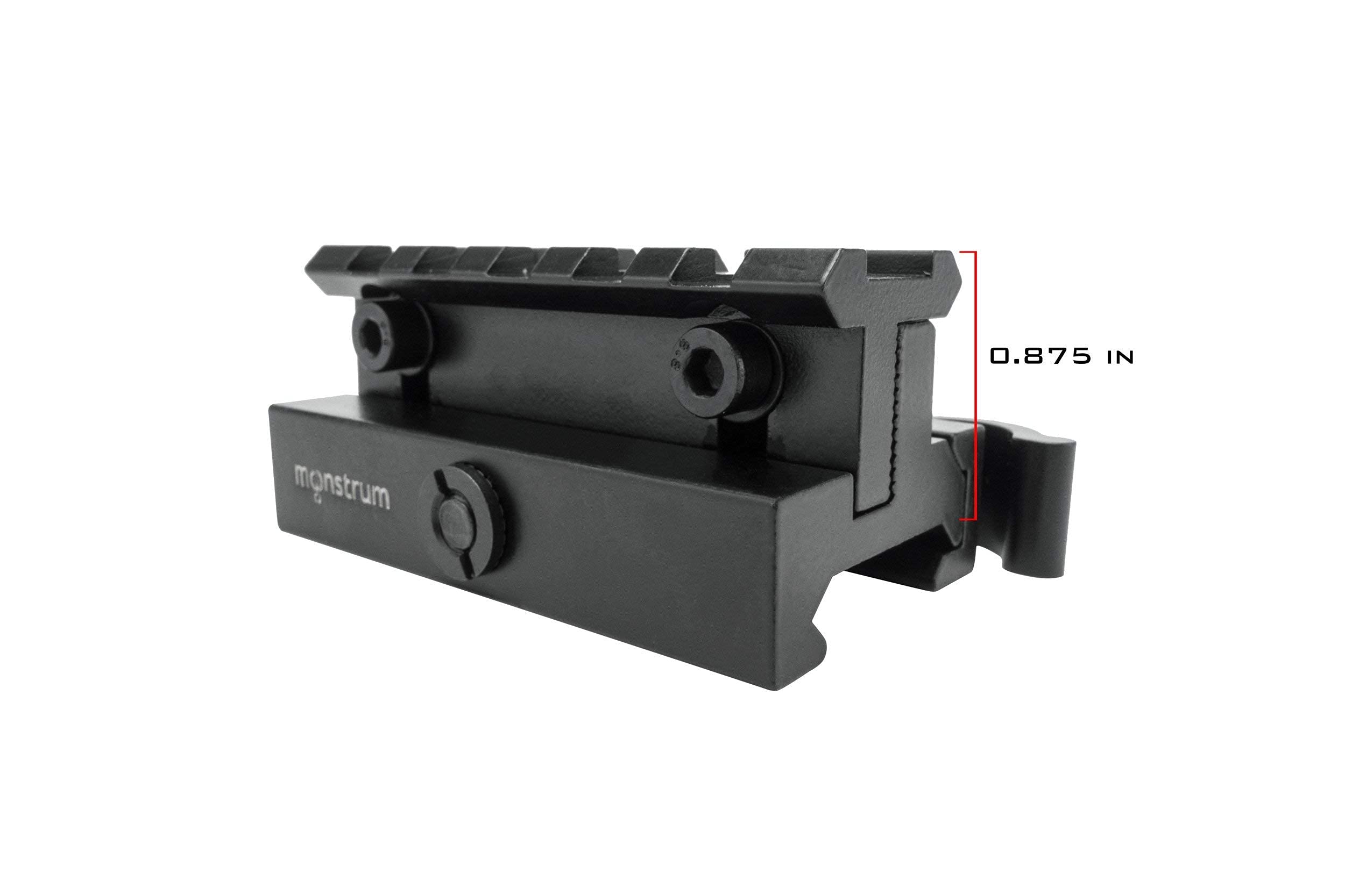 Monstrum S330P 3X Prism Scope | RM5-AH Adjustable Height Riser Mount with Quick Release | Monstrum Flip Up Lens Cover Set | Bundle