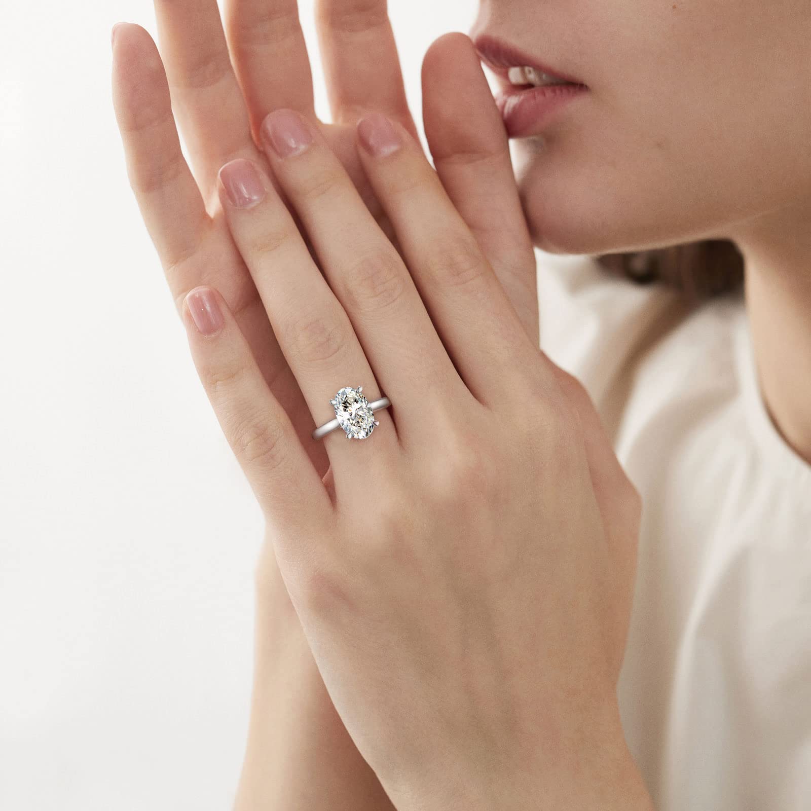 SEVENWELL Sterling Silver Engagement Ring for Women | Wedding Ring for Women | Oval Womens Fake Engagement Ring