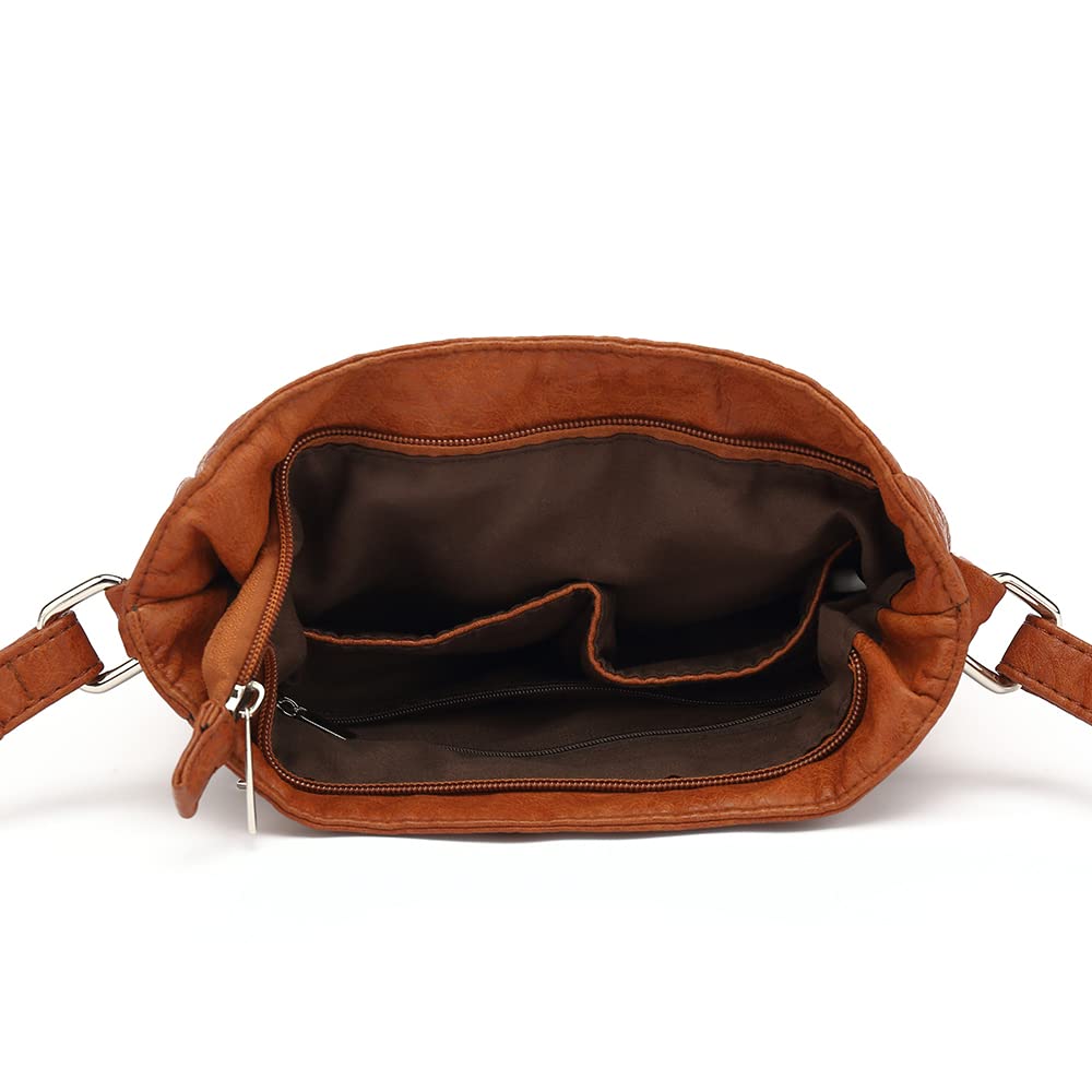 Style Strategy Crossbody Bags for Women Travel Soft Purses and Handbags Multi Pocket Washed material handbag Shoulder (denim)