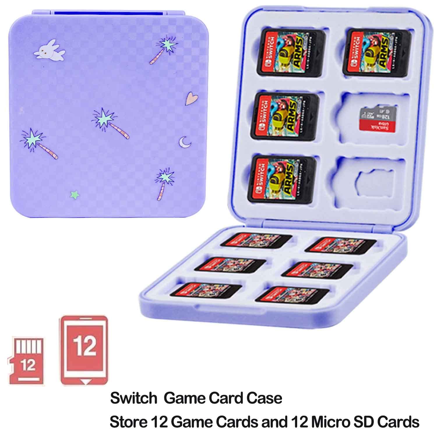 YOOWA Cute Switch Carrying Case for Nintendo Switch - Purple 4 in 1 NS Carry Case Bundle for Girls with Dockable Cover Case, Game Card Case and Kawaii Playstand - Accessories Set for Nintnedo Switch