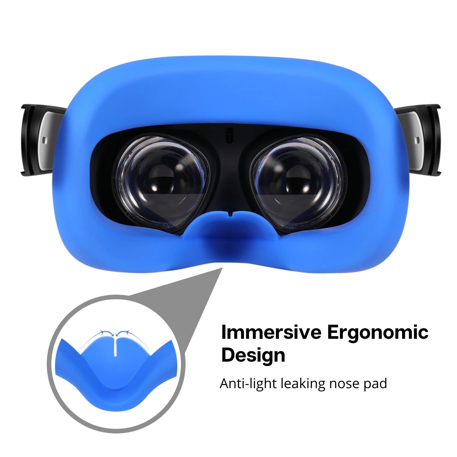 TNP Silicone Cover Set for Oculus Quest 2 Meta Quest 2 Controller Protector Blue 3 in 1 Silicone VR Face Cover, Protective Lens Cover, VR Headset Skin Shell Accessories for Oculus Quest 2