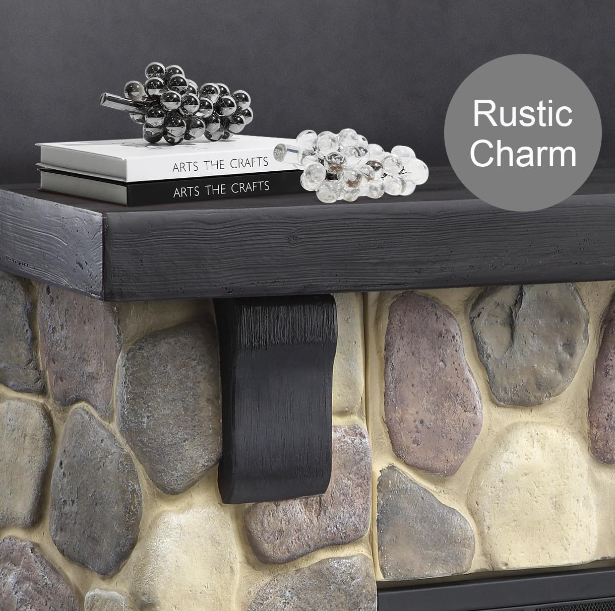 R.W.FLAME Electric Fireplace Mantel Package, 48 inch Freestanding Stone Fireplace Heater TV Stand with Remote Control, 7 Flame Brightness Settings, 750W/1500W,New