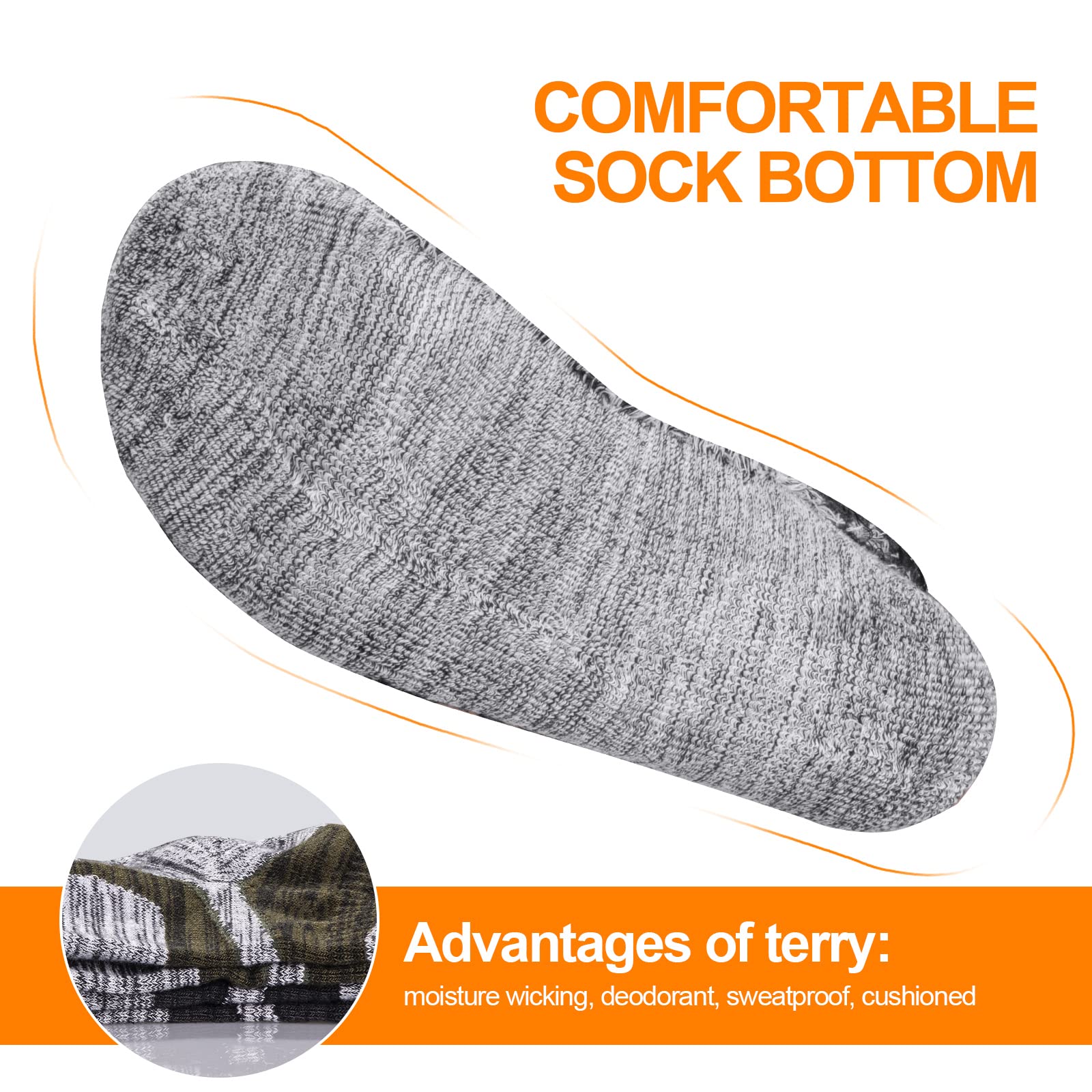 YUEDGE Women's Hiking Socks Moisture Wicking Athletic Socks Padded Work Boot Socks Casual Cotton Socks for Women Size 6-9, 5 Pairs