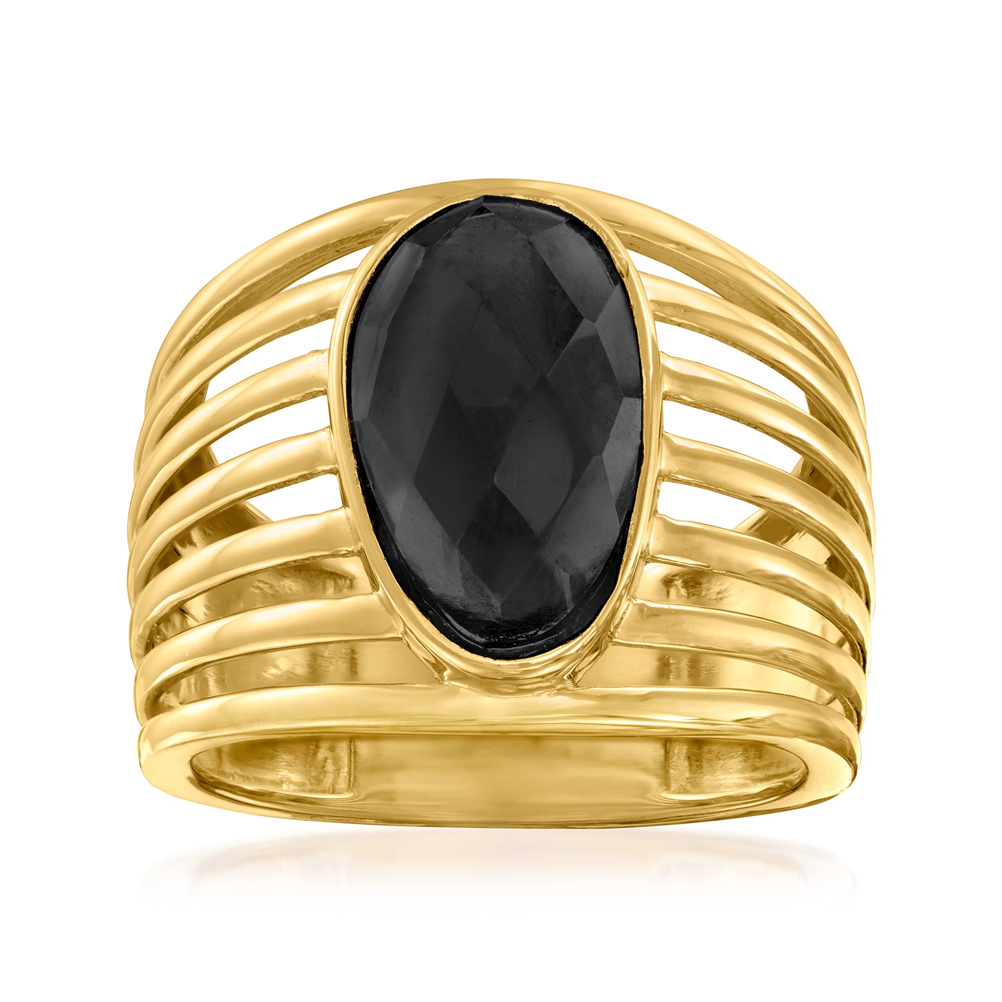 Ross-Simons Black Onyx Multi-Row Ring in 18kt Gold Over Sterling. Size 7