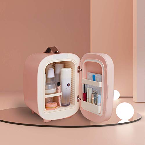 QUBI Mini Fridge, Professional Skincare Fridge, Mini Cosmetics Makeup Fridge, Compact Fridge 5 Liter (Pink, 5L)