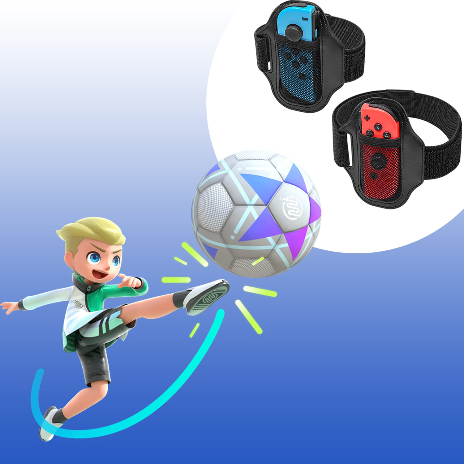 Switch Sport Accessories Bundle for Nintendo Switch Sport Game,Cenxaki 10 in 1 Kit for Switch/Switch OLED Family Sport Game with Joycon Grip,Chambara,Bowling Grip and Tennis/Badminton Rackets