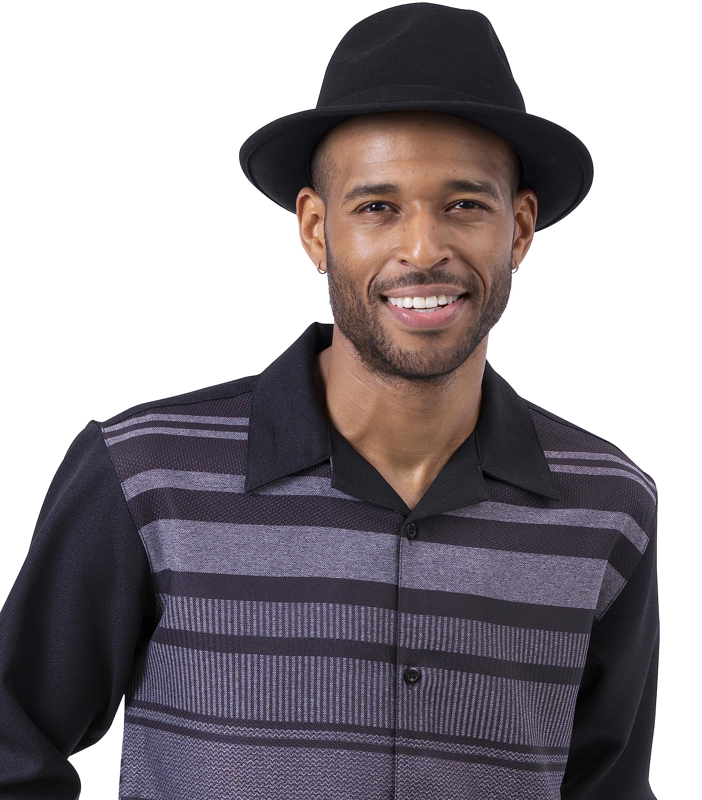 MONTIQUE Trendy Long Lasting 2 ¼ Brim Wool Felt Dress Hat for Men H-62 (X-Large, Black)