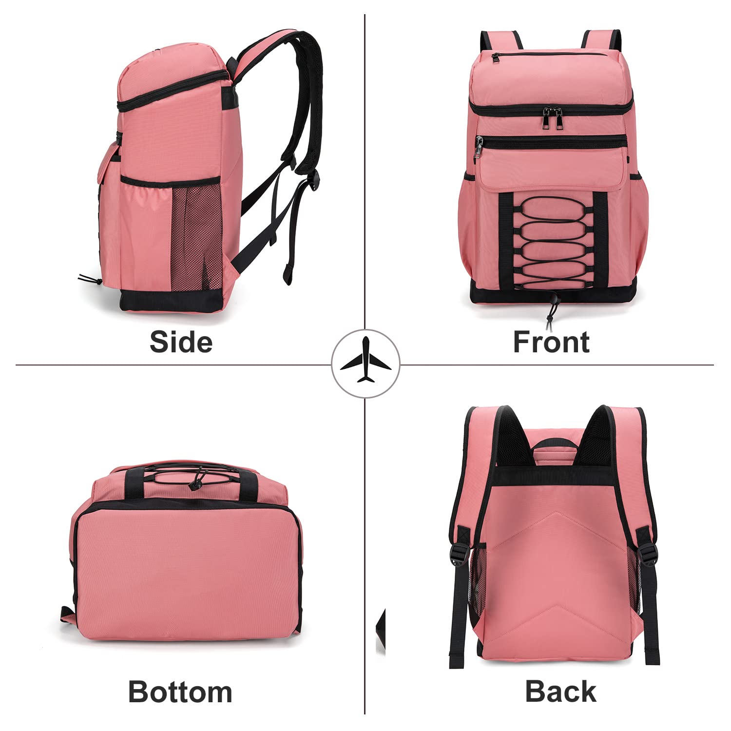 Seyfocnia Backpack Cooler, 25L Capacity, Pink, PVC Material, Insulated, Leakproof, Travel, Camping, Lunch, Hiking