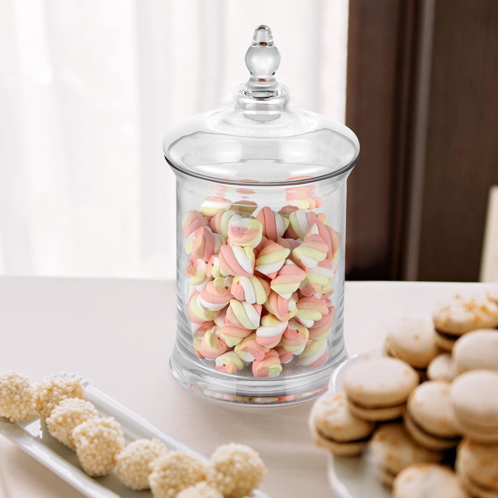 MDLUU Glass Apothecary Jars with Lids, Candy Buffet Serving Jars, Decorative Bathroom Canisters for Stroage, 5.9"W×11.8"H