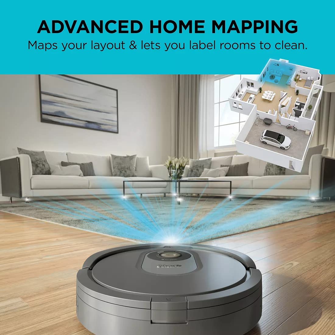 Shark RV2001 AI Robot Vacuum with Advanced Home Mapping AI Laser Vision - R201