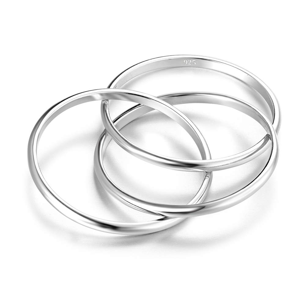 QUINPONY 925 Sterling Silver 2MM Triple Interlocked Rolling High Polish Wedding Band Ring Comfort Fit Size 4-12 (11)