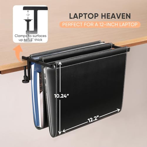 Nuslne Hanging Desk File Organizer, Vertical Hanging Desk Storage,Under Desk Storage,Sturdy File Holder and Laptop Holder for offices, homes, schools, Ideal Desk-Side Storage Solution,Fits A4-Size