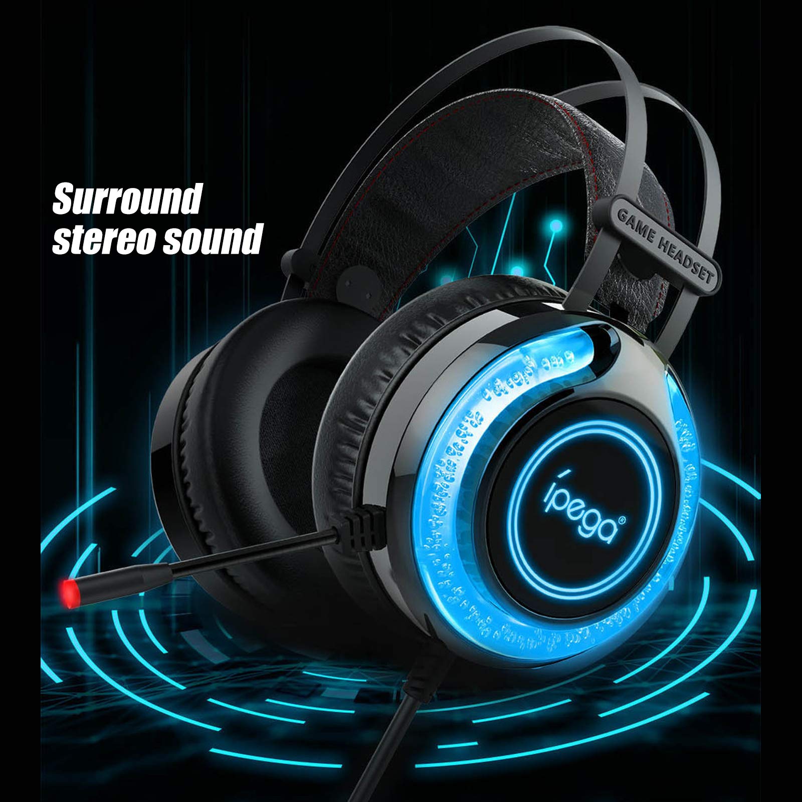 OLYGIVE Gaming Headet, Wired Headset for PS5 PS4 Xbox Switch PC, Noise Cancelling Over Ear Headset with Mic, LED Light, Bass Surround