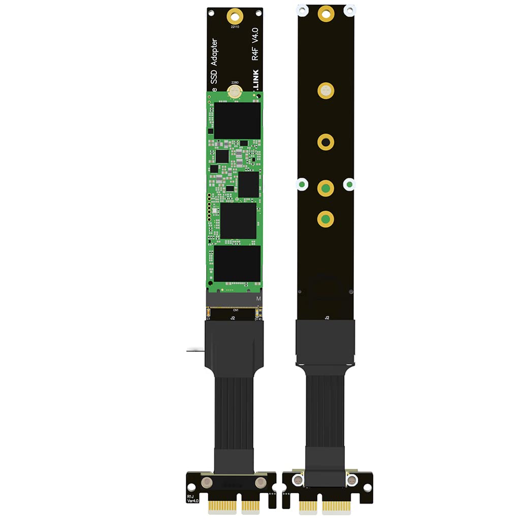 XT-XINTE M.2 Key M SSD to PCIe 3.0/4.0x1 PCI-Express Adapter Riser Card Flexible Flat Cable for M2 NVMe Solid State Drive Extension Cable (PCIe 4.0 R14JF-15cm)